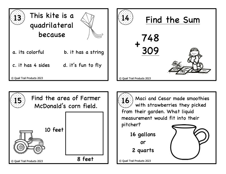 Grade 3 Springtime Math Task Cards