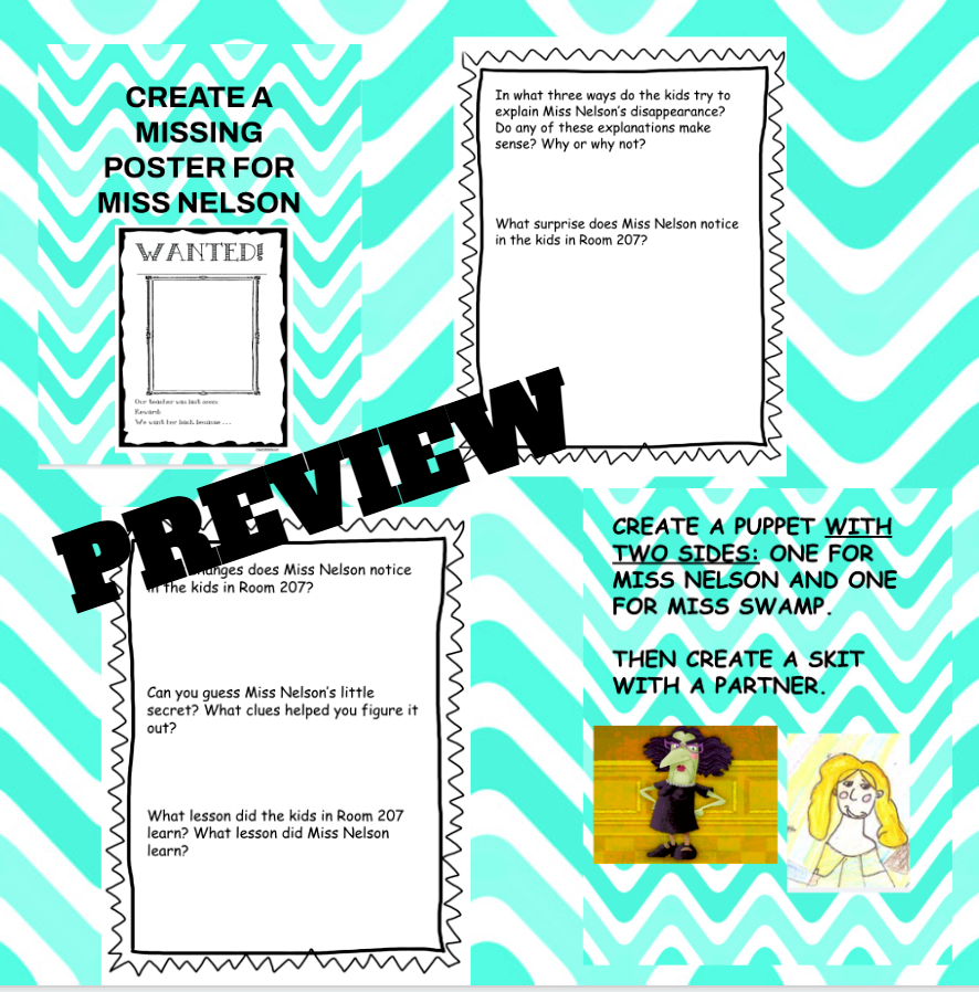 MISS NELSON IS MISSING: READING LESSONS, SUB PLANS & EXTENSION ACTIVITIES