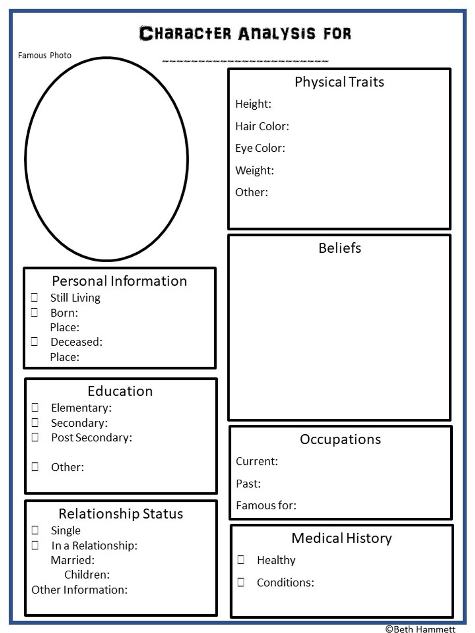 Character Traits Graphic Organizer Character Traits Graphic Organizer