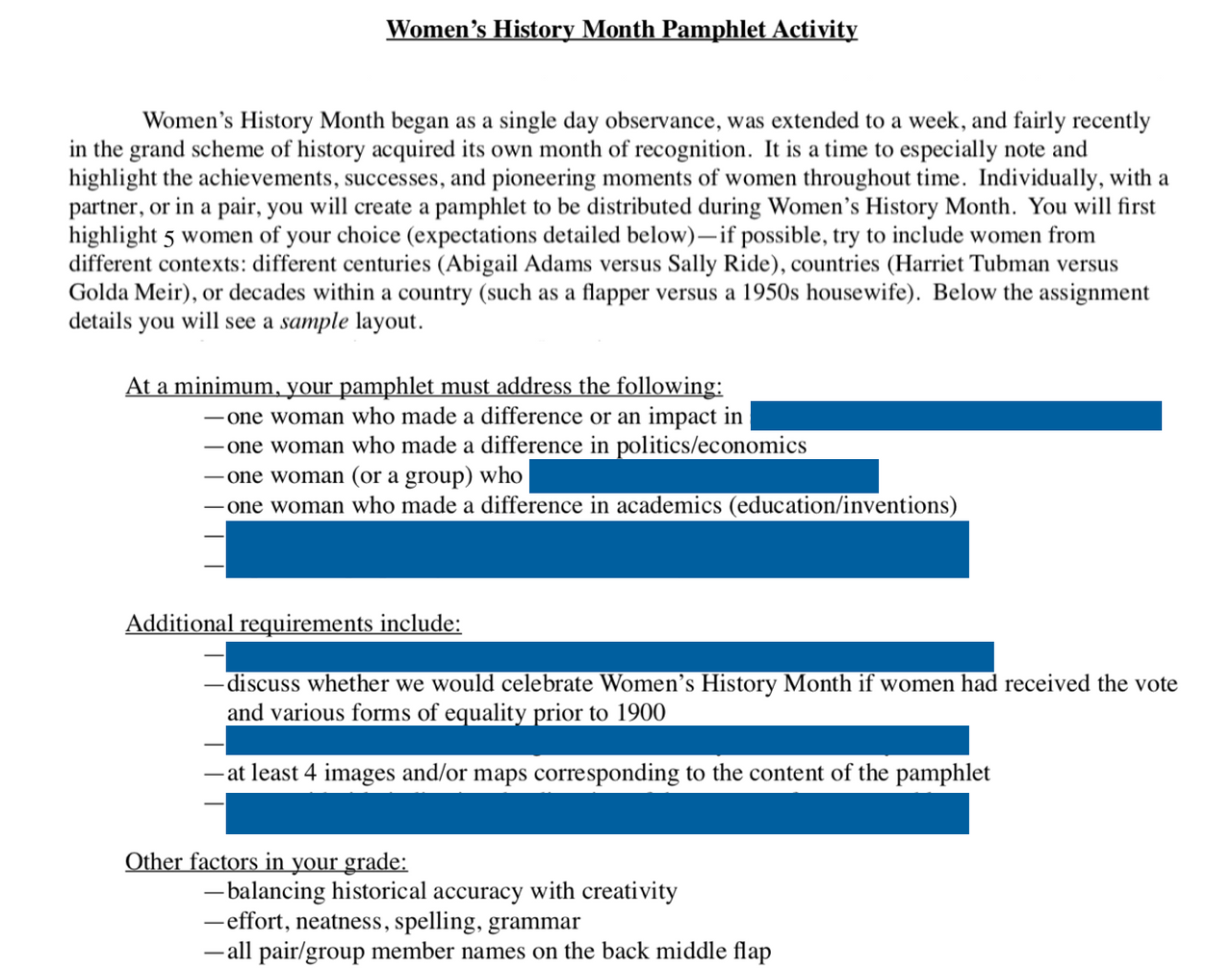 Women's History Month Pamphlet Activity