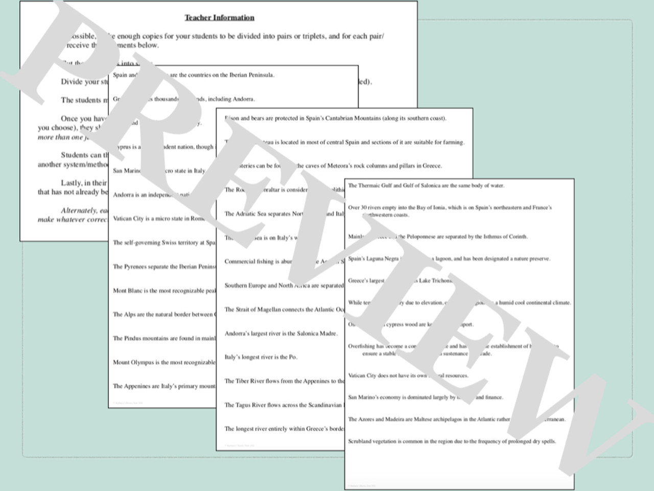 Southern Europe World Geography Bundle