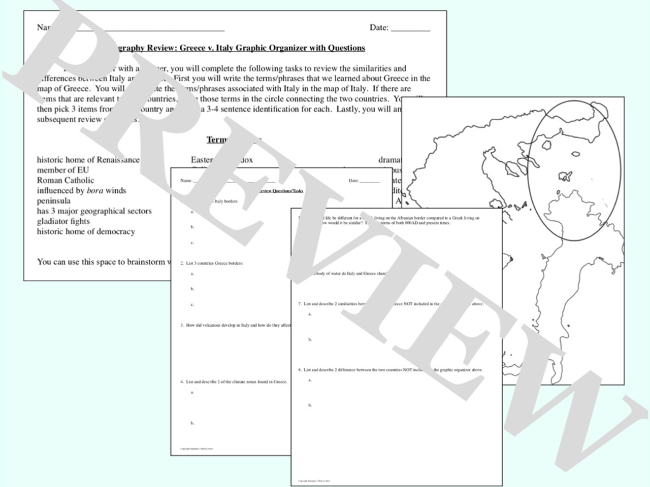 Southern Europe World Geography Bundle
