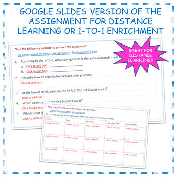 The Judicial Branch and Supreme Court American Government Webquest ...