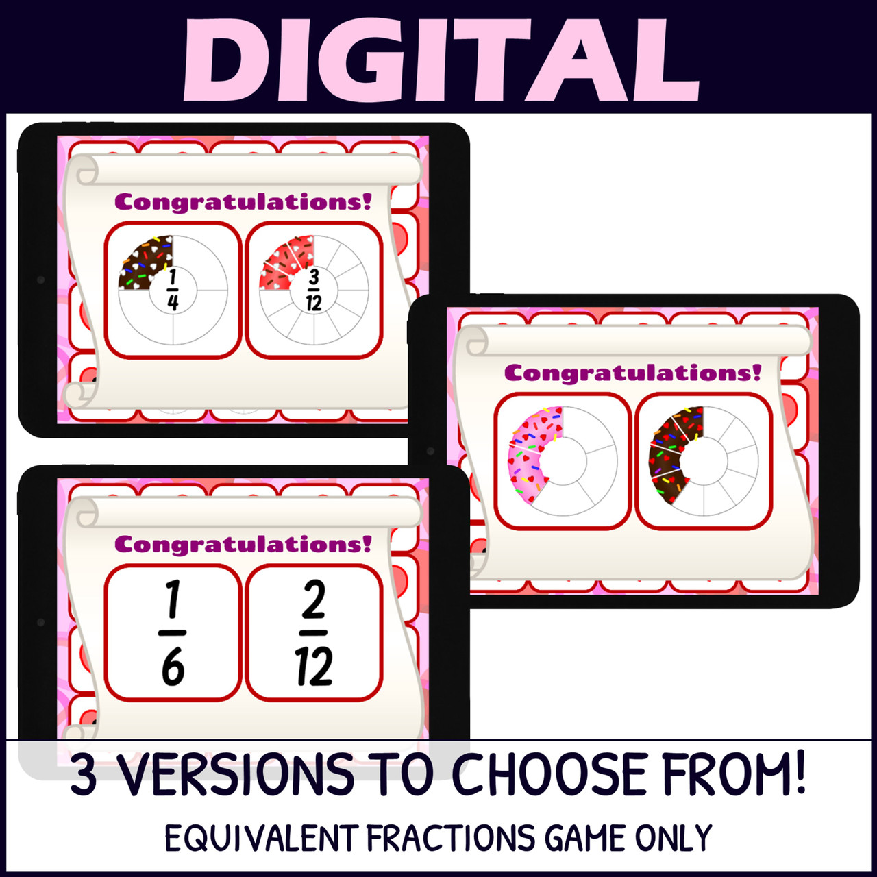 Valentines Day Common Fractions Activity BUNDLE - Matching Games
