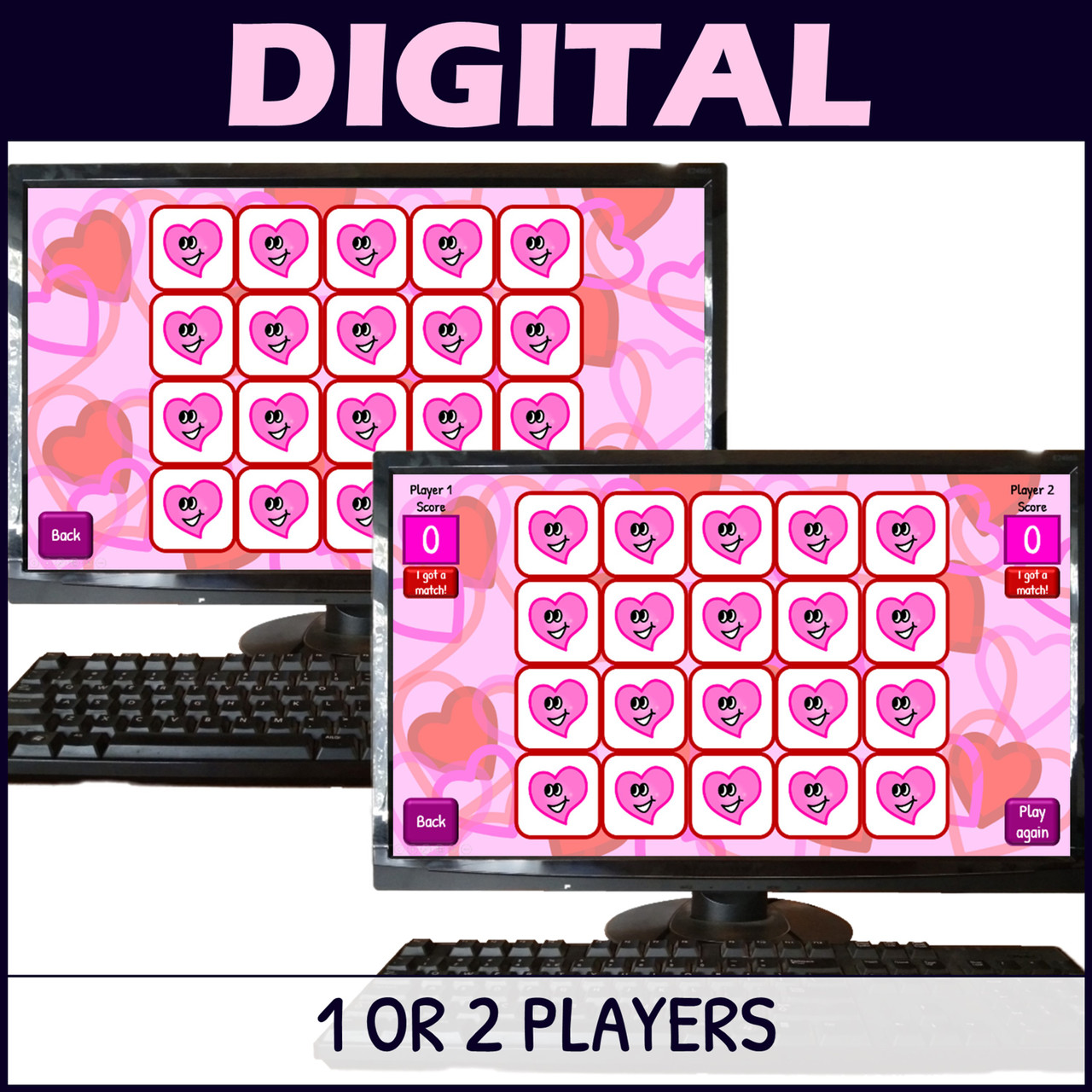 Valentines Day Unit Fractions Activity - Matching Game - Printable and ...
