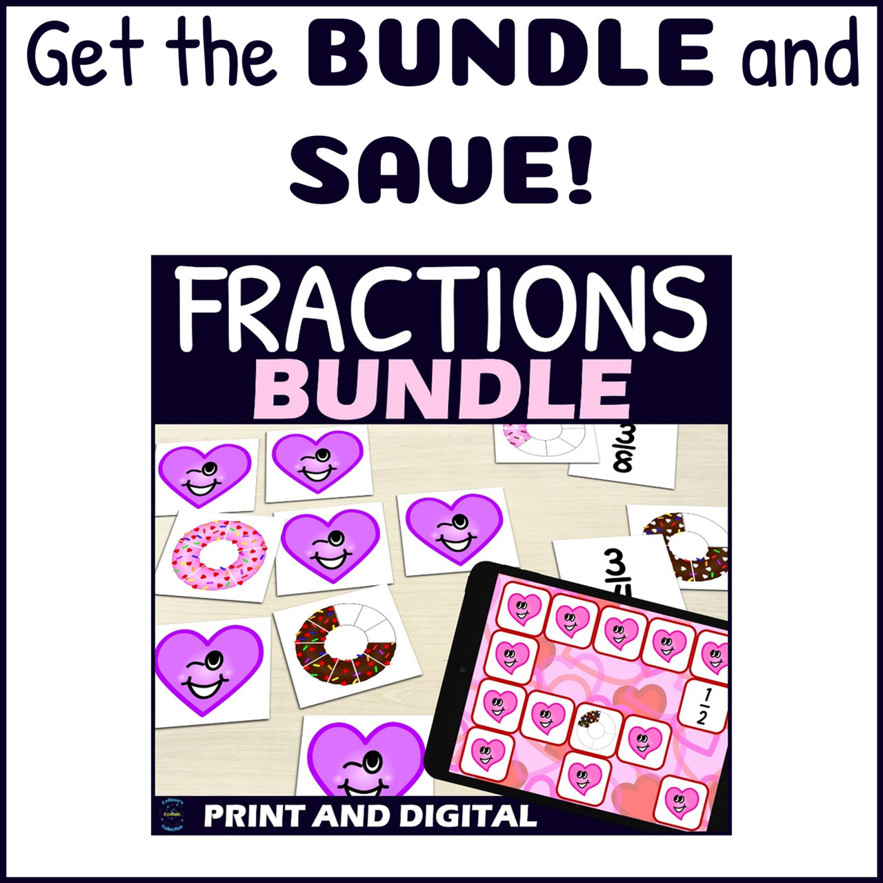 Valentines Day Unit Fractions Activity - Matching Game - Printable and ...