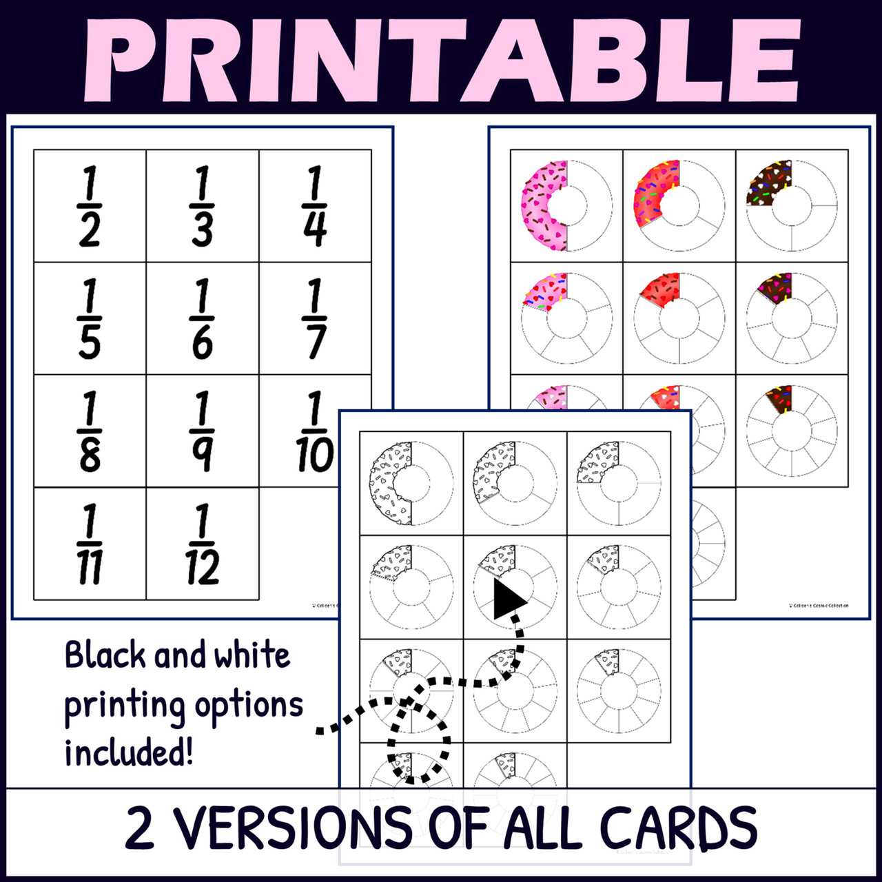 Valentines Day Unit Fractions Activity - Matching Game - Printable and ...