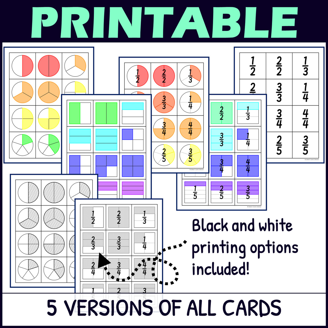 Spring Common Fractions Activity - Matching Games - 1/2s - 1/5s