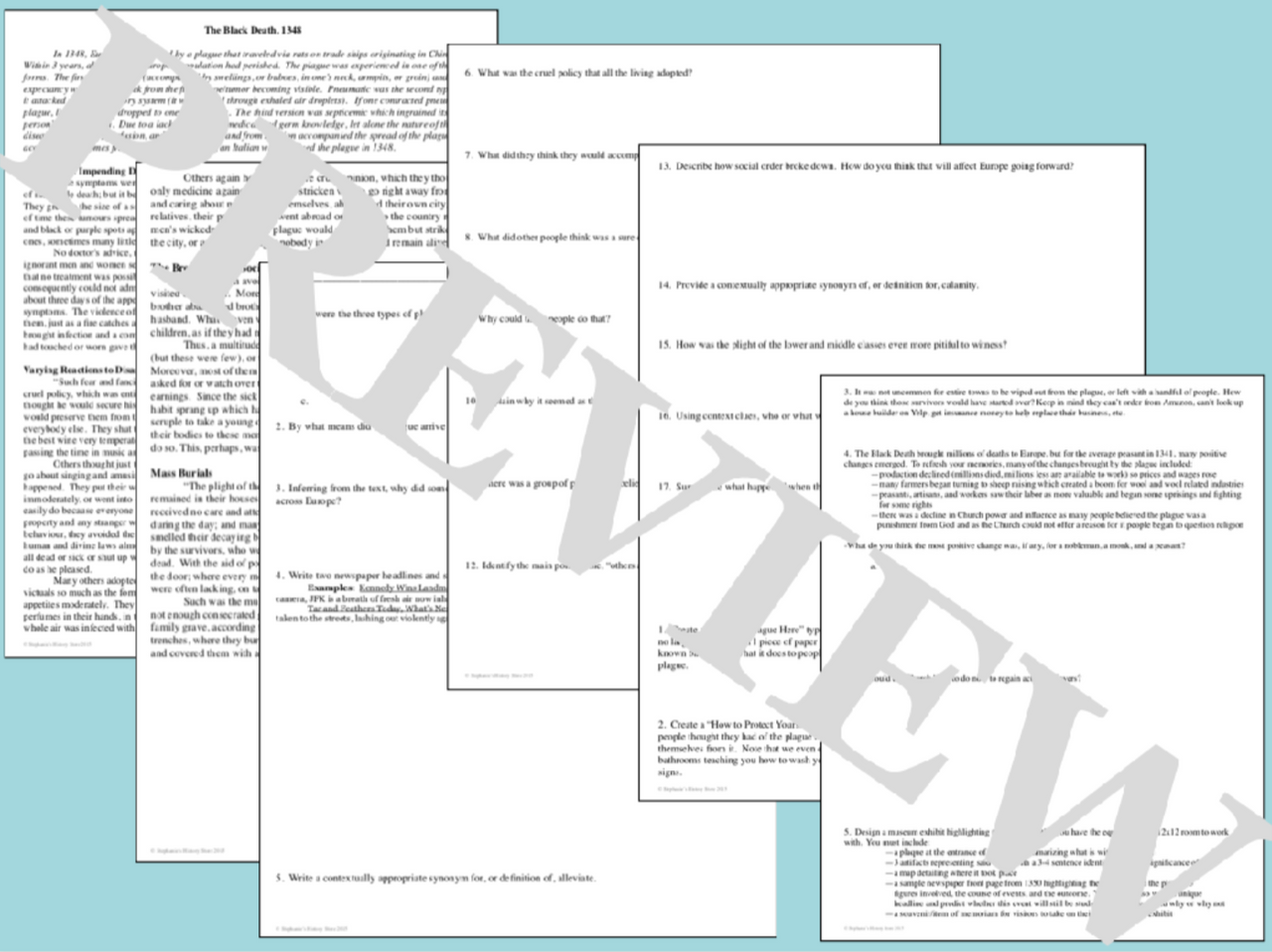 The Black Death Primary Source Analysis and Creative Tasks