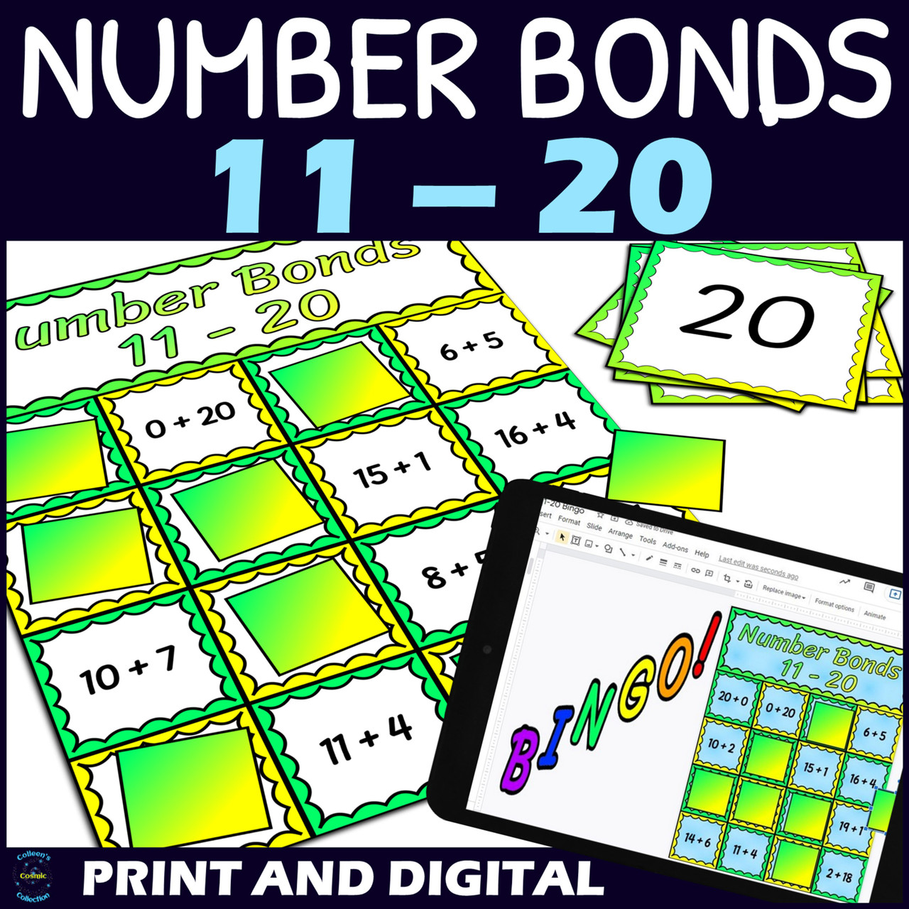Number Bonds to 20 Activity - Bingo Game - Print and Digital - Numbers ...