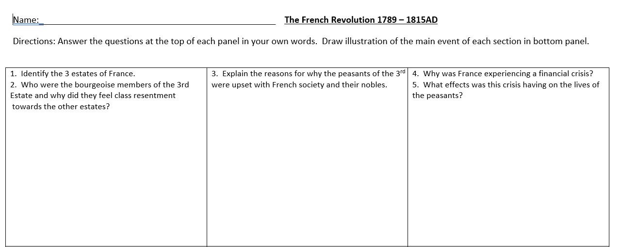 French Revolution Origins Comic Strip Activity - Amped Up Learning