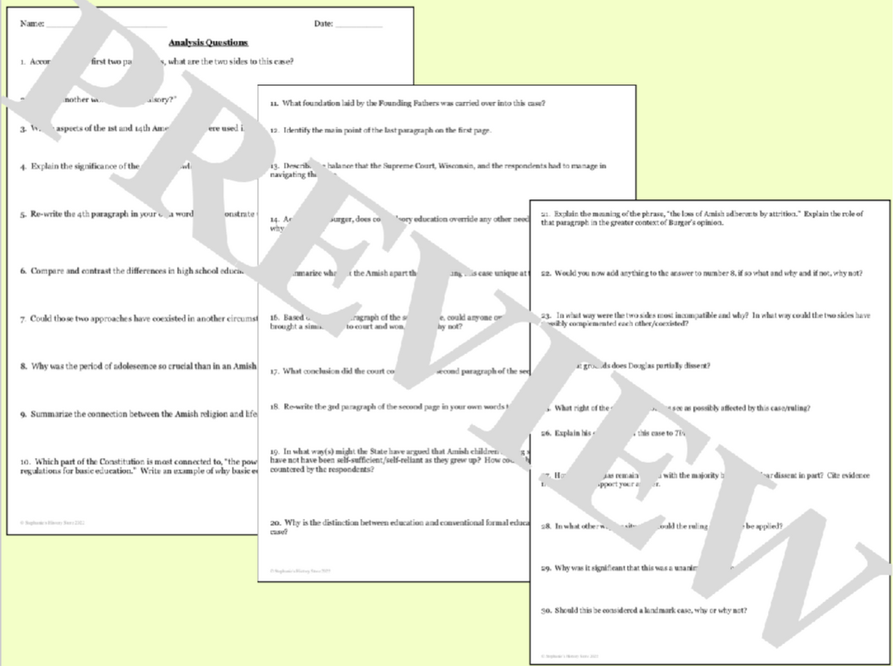Wisconsin v. Yoder Primary Source Analysis