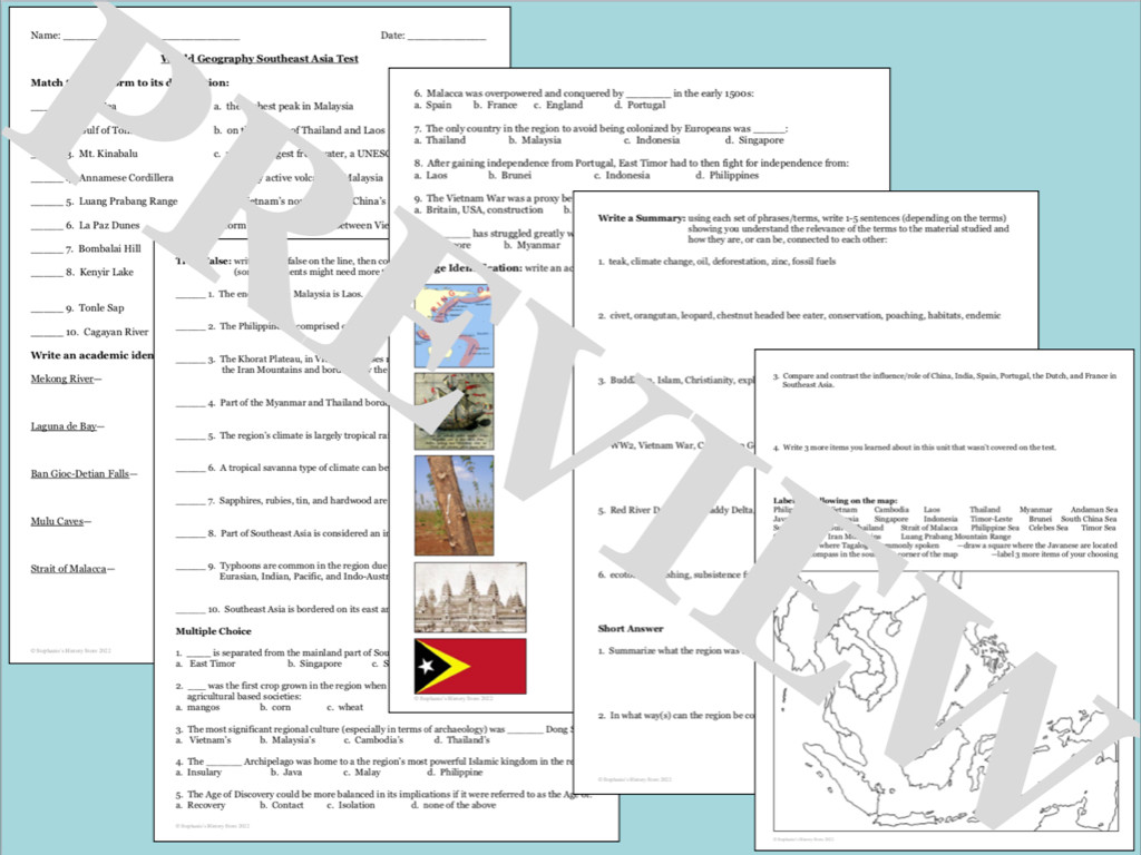 Southeast Asia Geography Bundle