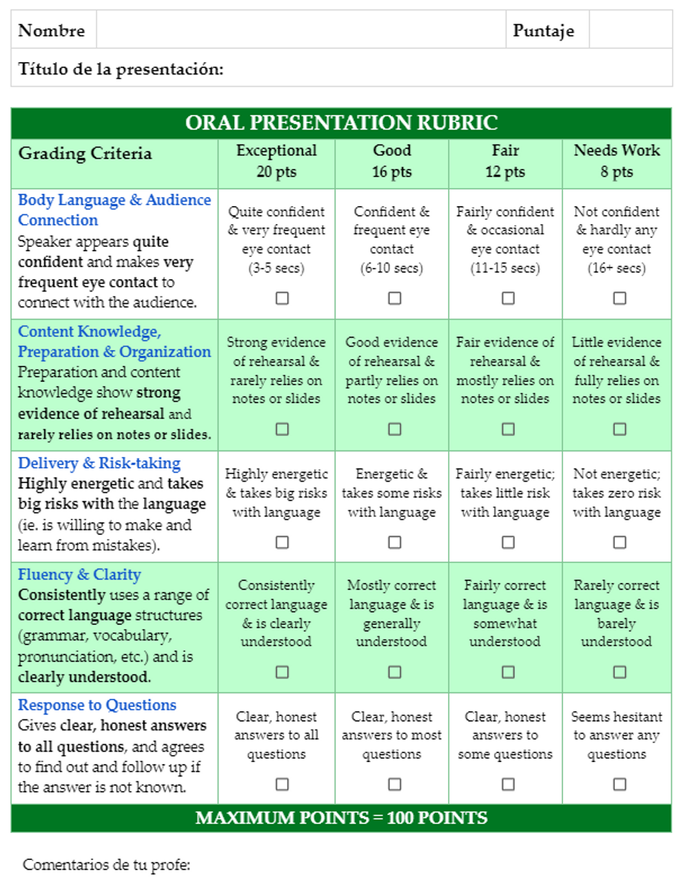 Your Rubric Oral Presentation Rubric Oral Our Standards For Rubrics Your Rubric Oral Presentation Rubric Oral Our Standards For Rubrics