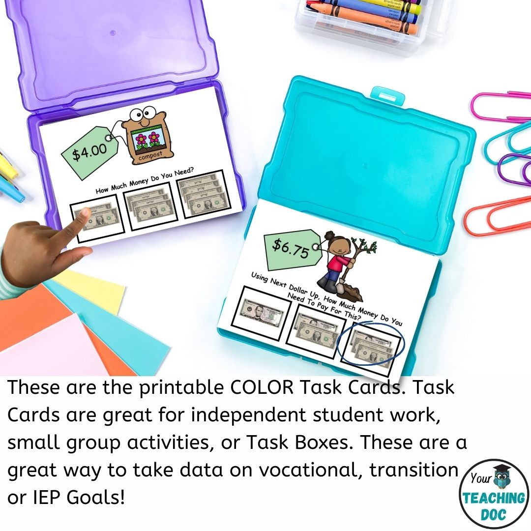 Earth Day Identify, Count, Next Dollar Up Method Money Skills plus Task ...
