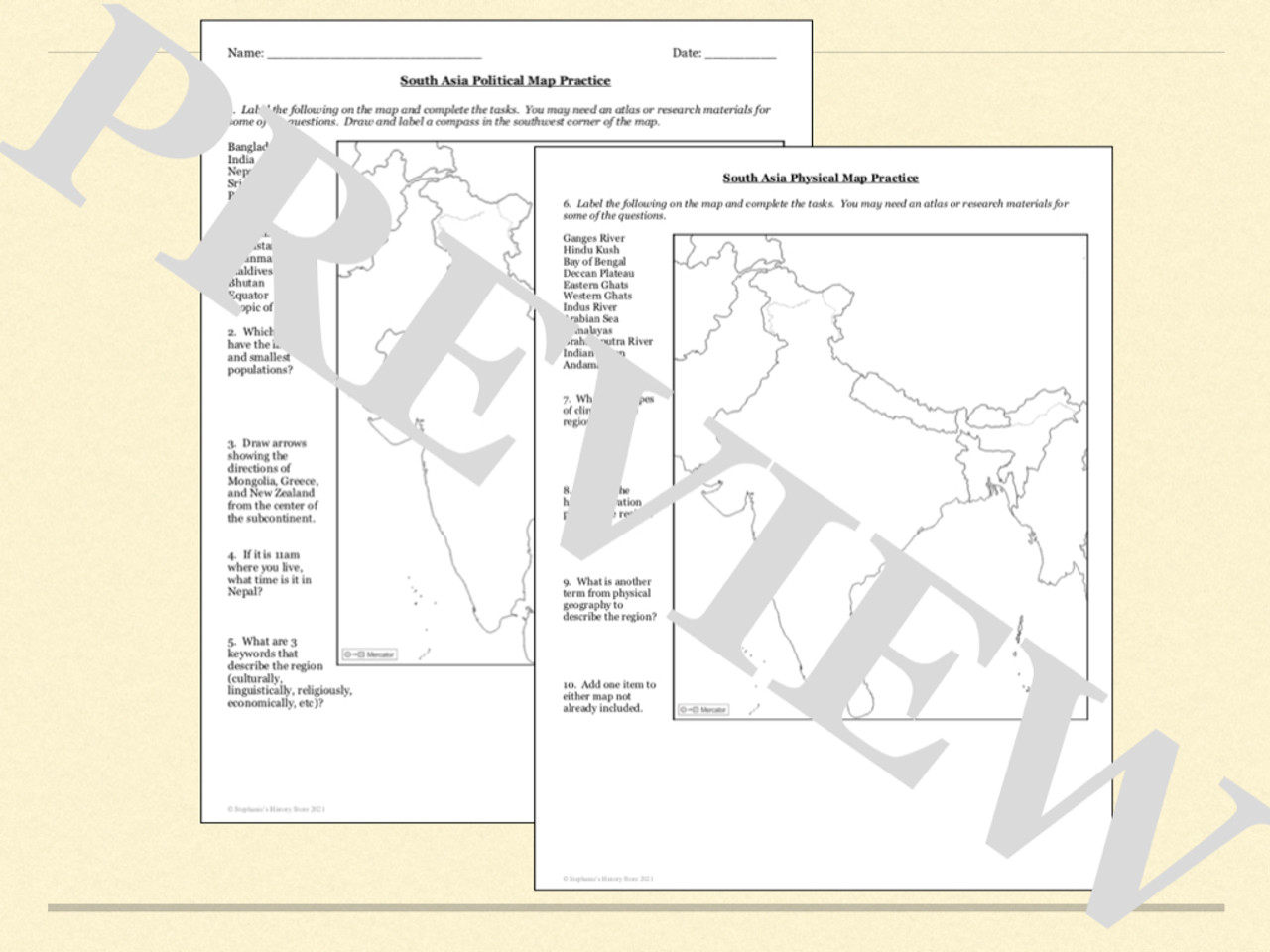 South Asia World Geography Bundle