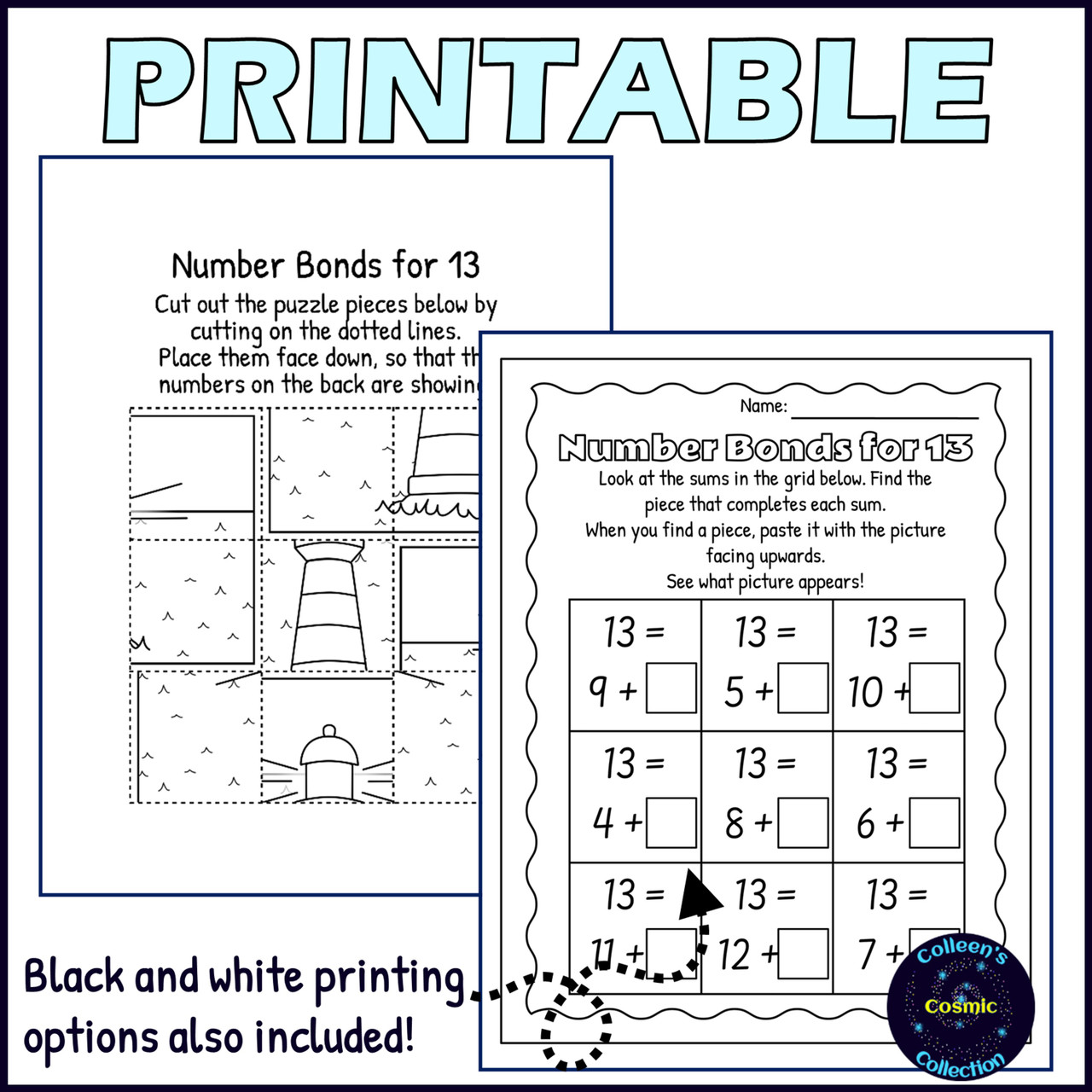 Number Bonds to 15 Activity - Cut and Paste Puzzle - 10-15 - Printable ...