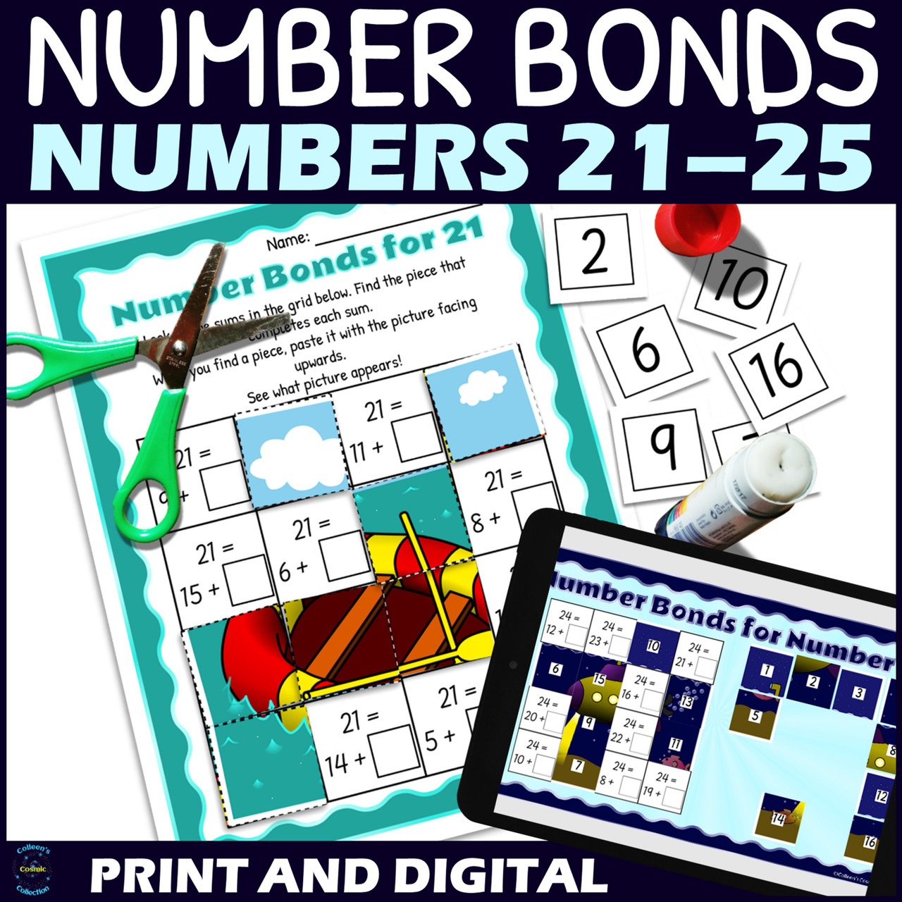 Number Bonds to 25 Activity - Cut and Paste Puzzle - 21-25 - Printable ...
