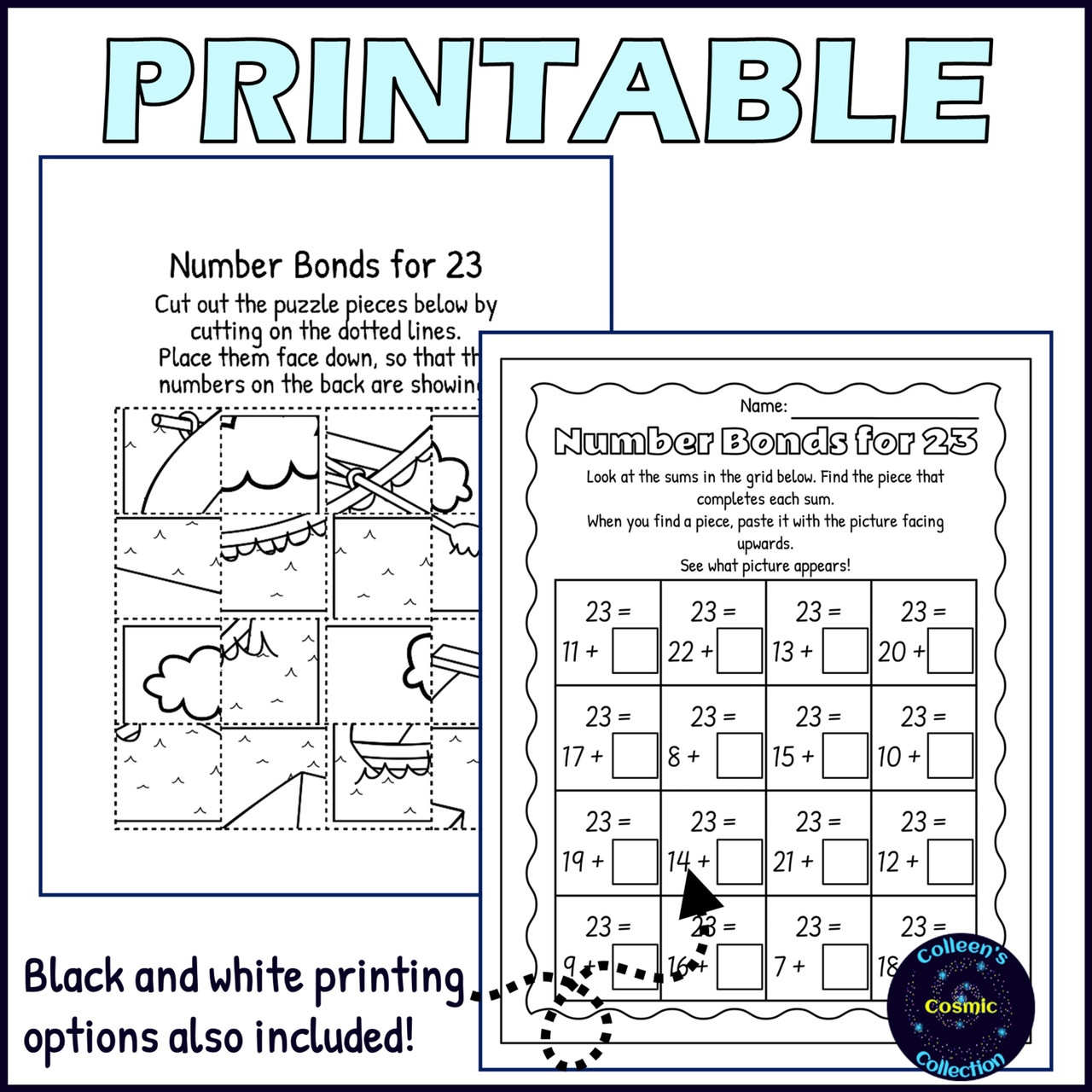 Number Bonds to 25 Activity - Cut and Paste Puzzle - 21-25 - Printable ...