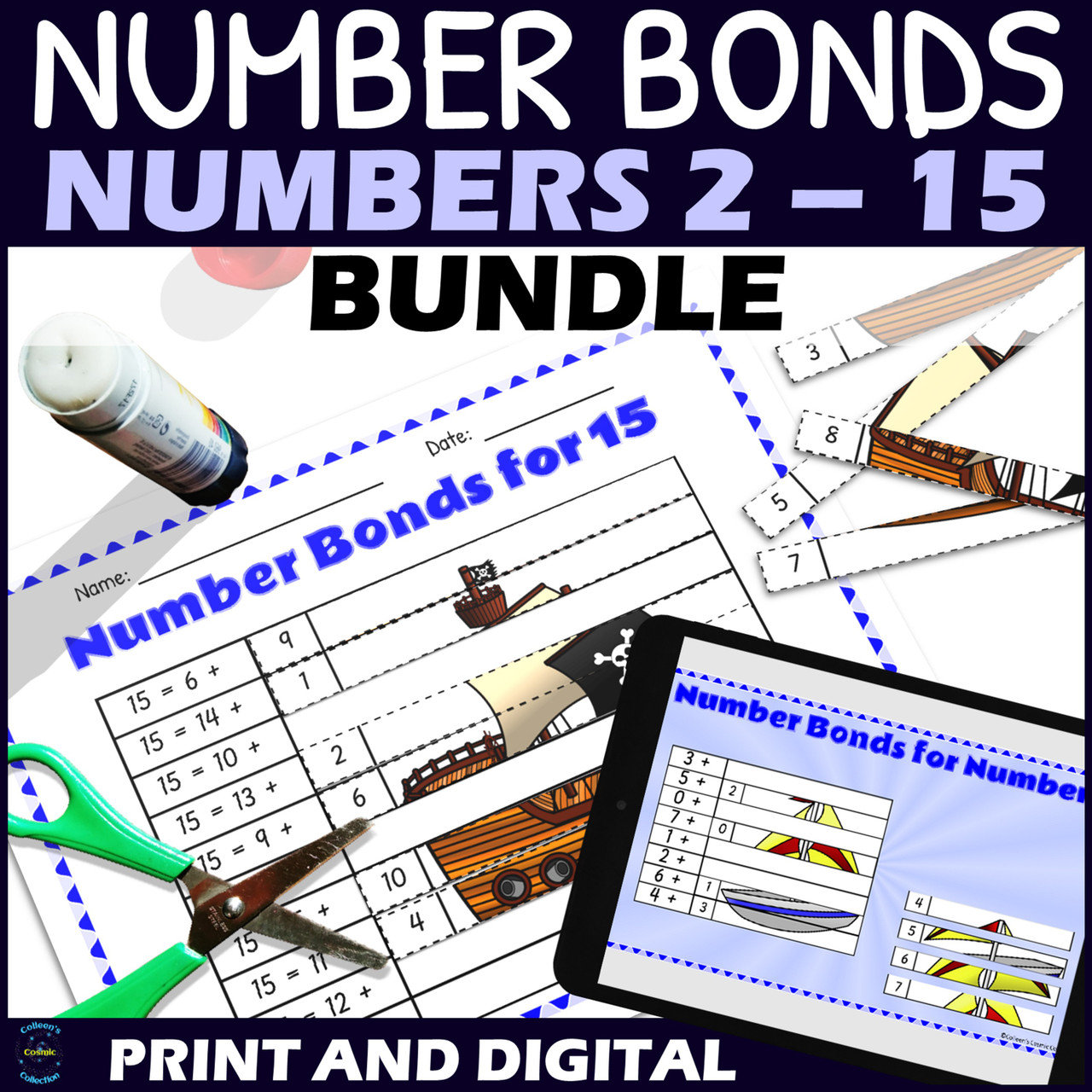 Number Bonds to 15 Practice BUNDLE - Cut and Paste Puzzles - Printable ...