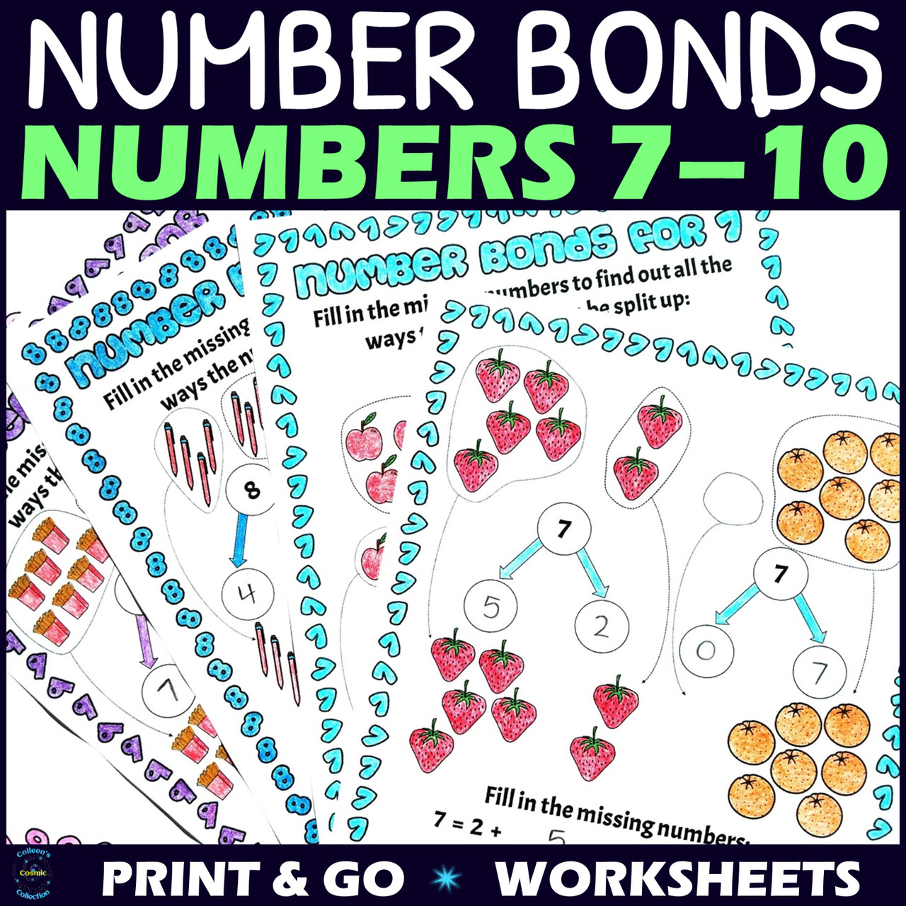 Number Bonds with Pictures - Number Bonds to 10 Activities - 7-10