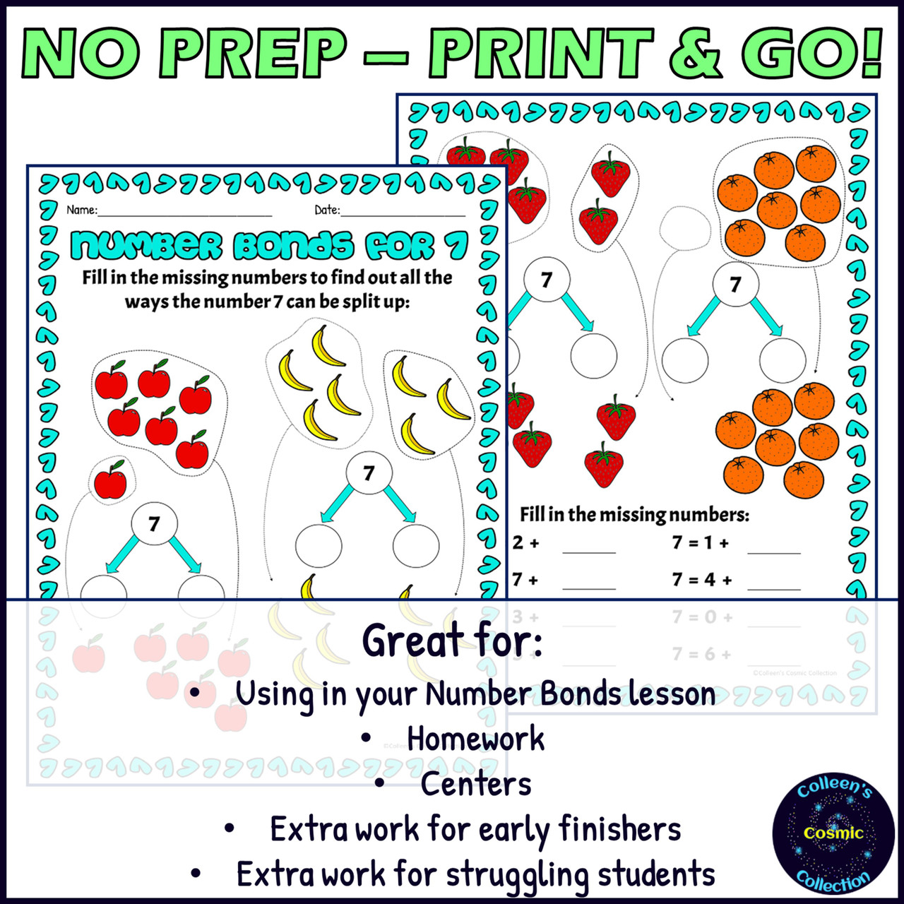Number Bonds with Pictures - Number Bonds to 10 Activities - 7-10