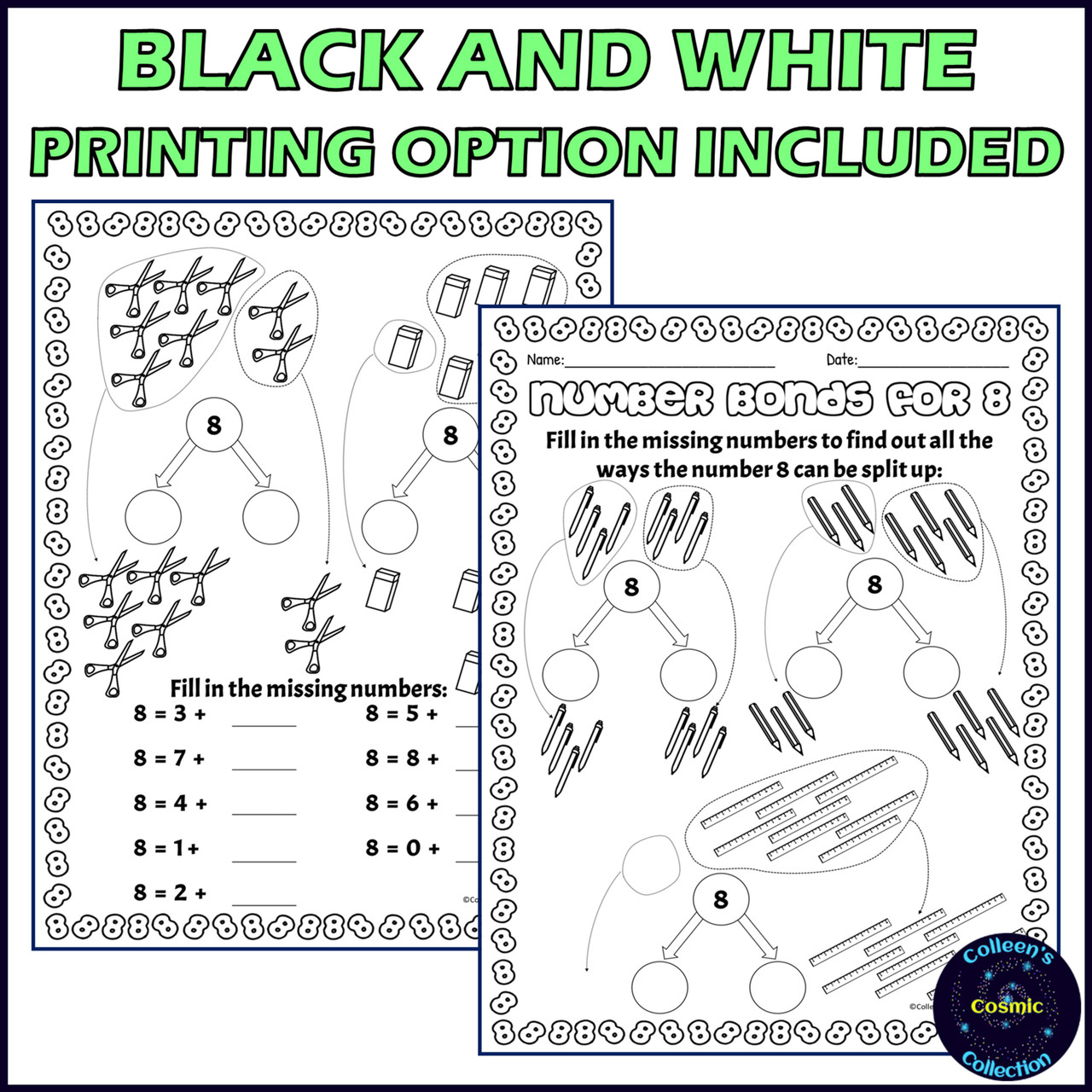 Number Bonds with Pictures - Number Bonds to 10 Activities - 7-10