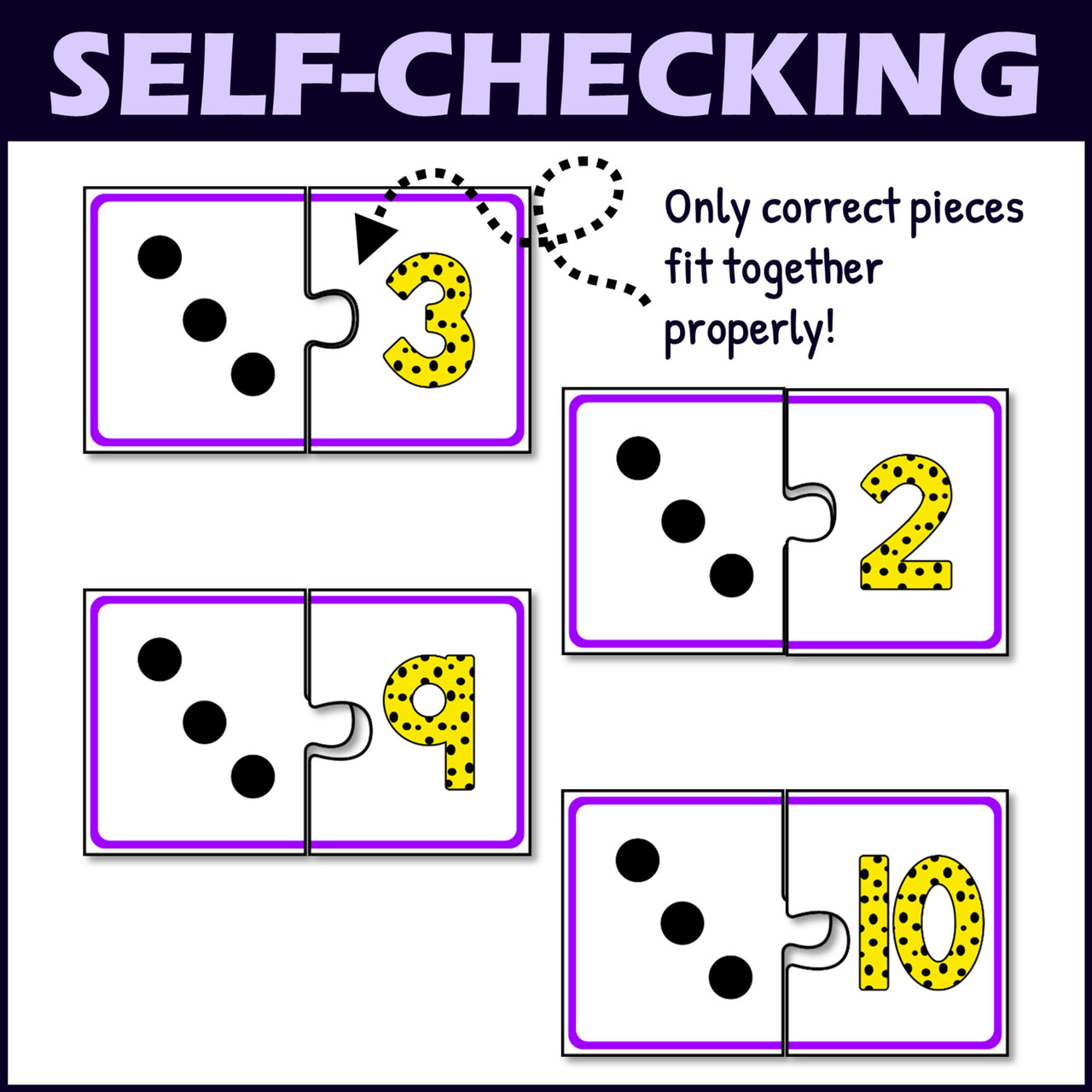 Subitizing Number Sense 1-10 Activity - Matching Puzzle - Printable and ...