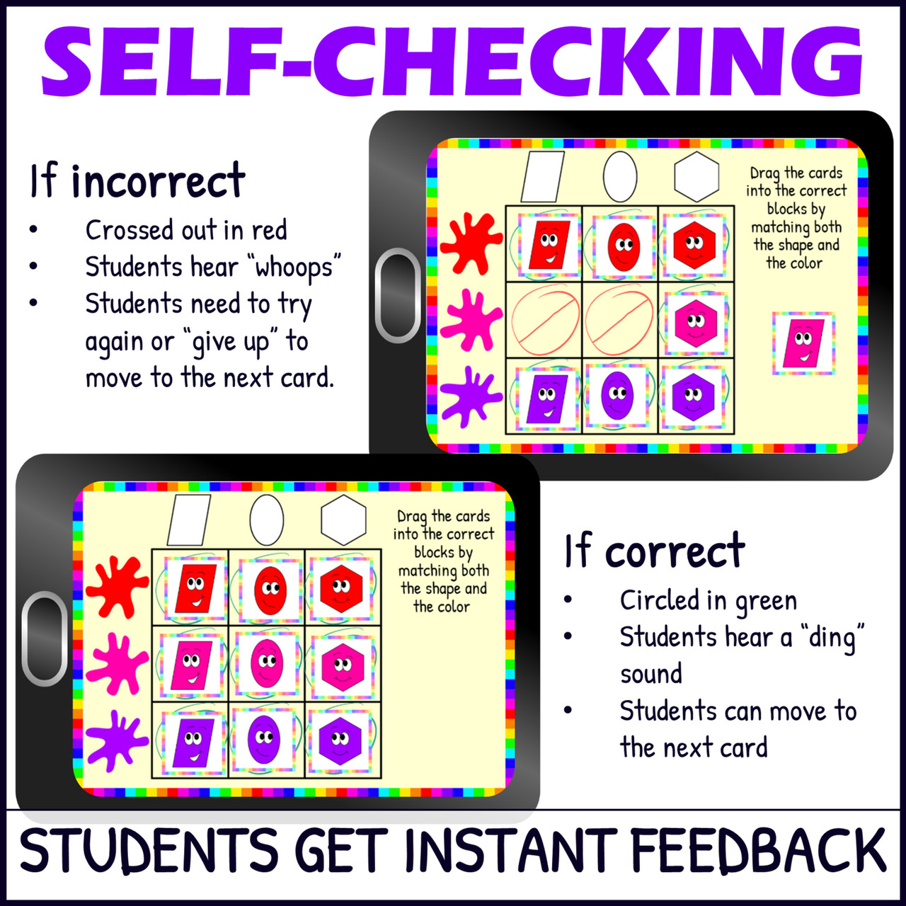 Sorting Shapes and Colors Activity - Digital Boom™ Cards Game