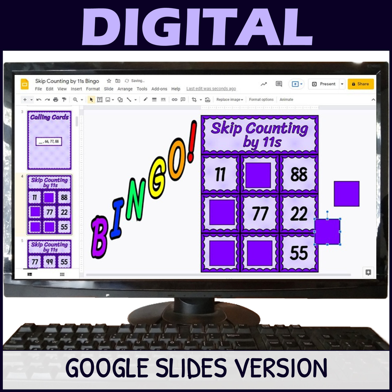 Skip Counting by 11s Activity - Bingo Game - Printable and Digital