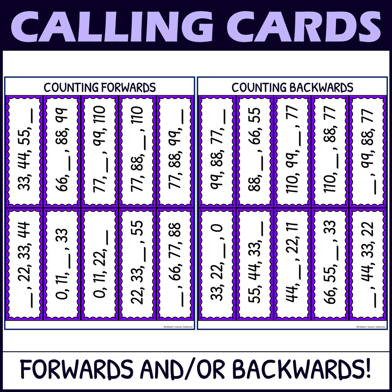 Skip Counting by 11s Activity - Bingo Game - Printable and Digital