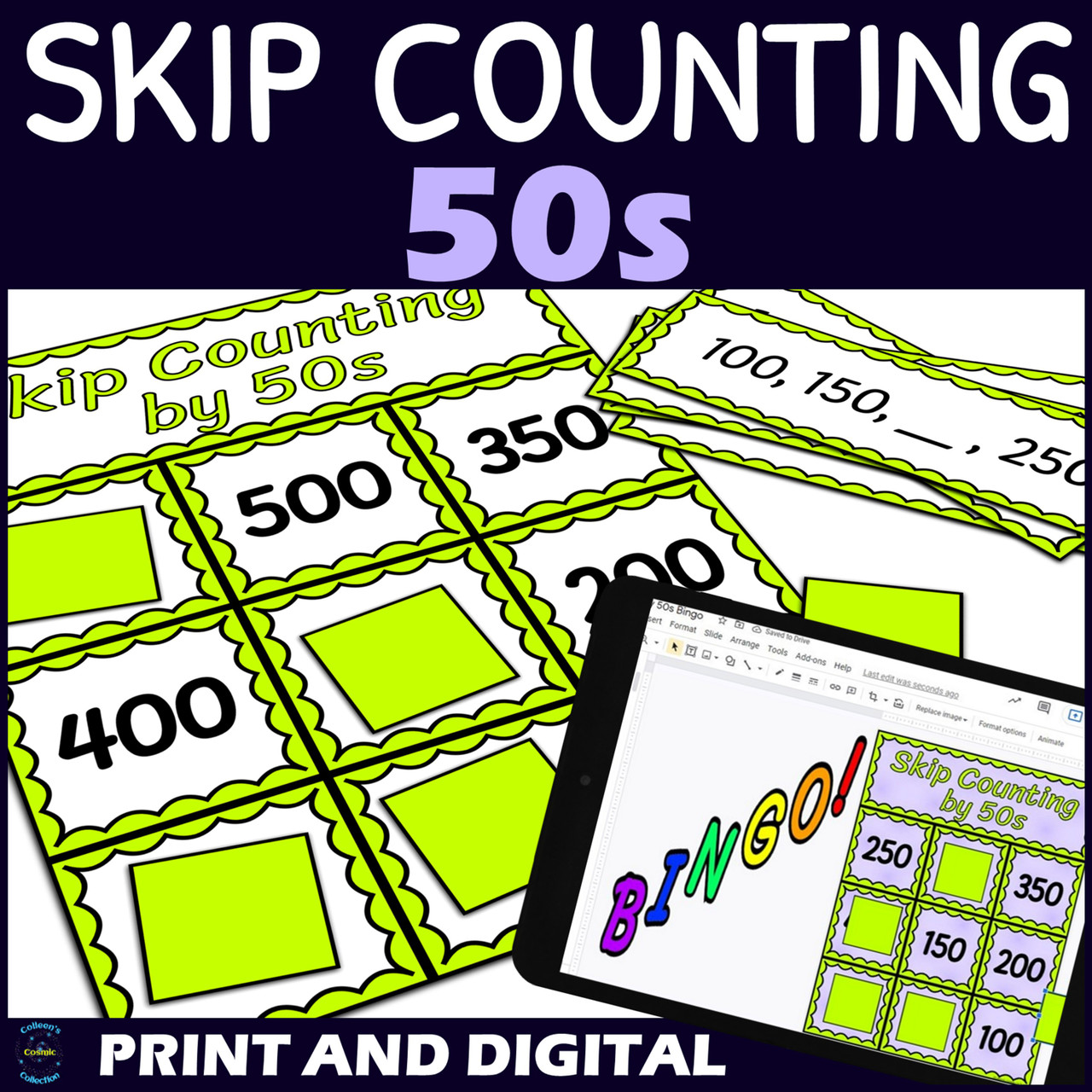 Skip Counting by 50s Activity - Bingo Game - Printable and Digital