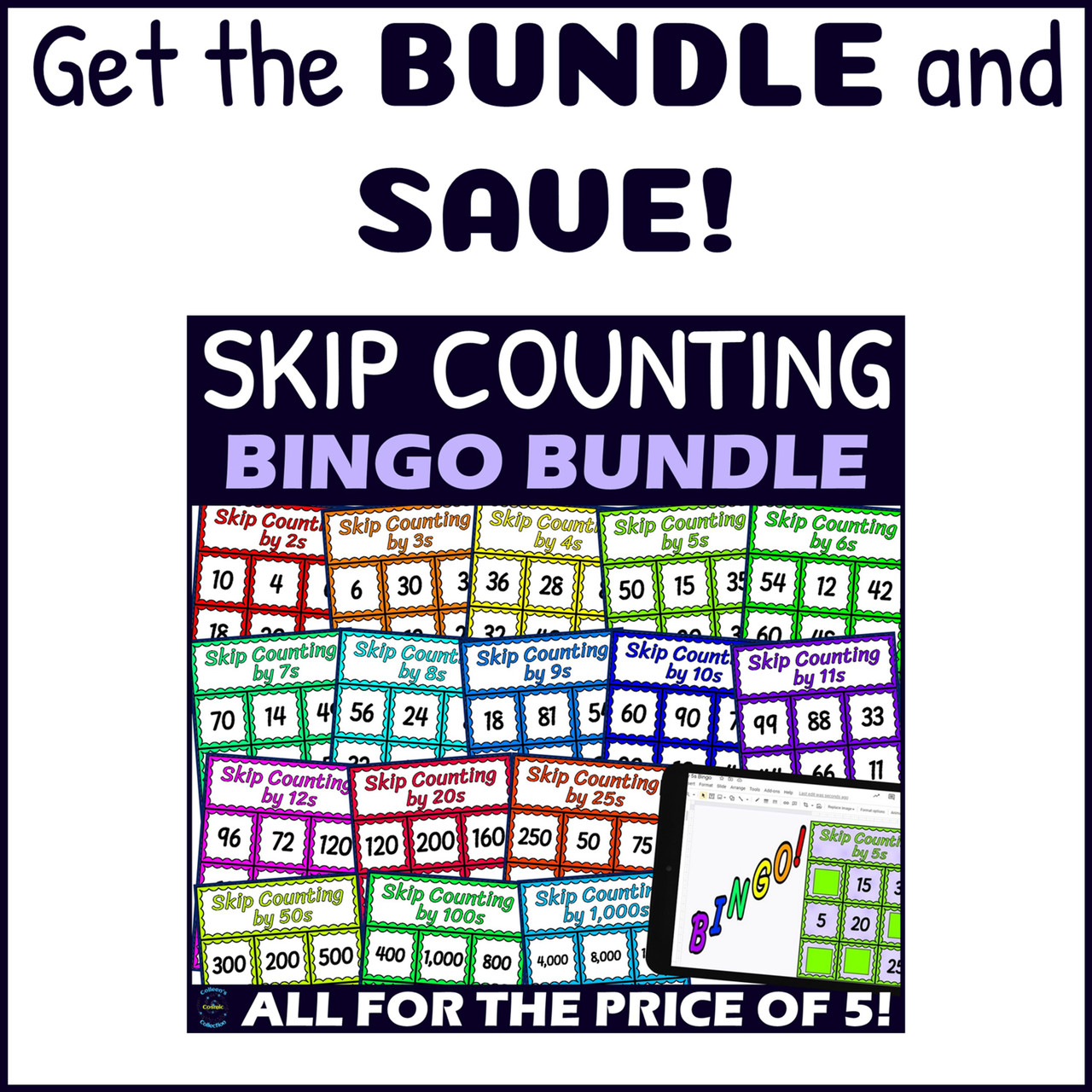Skip Counting by 1000s Activity - Bingo Game - Printable and Digital