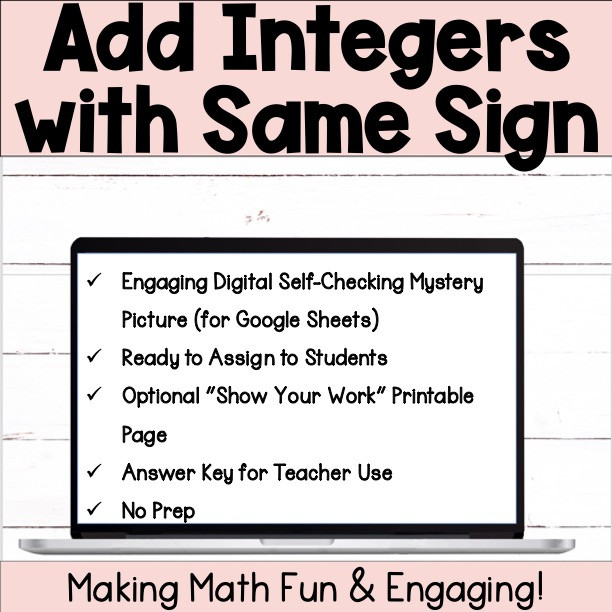 Adding Integers - Same Sign - Common Signs - Digital Self-Checking ...