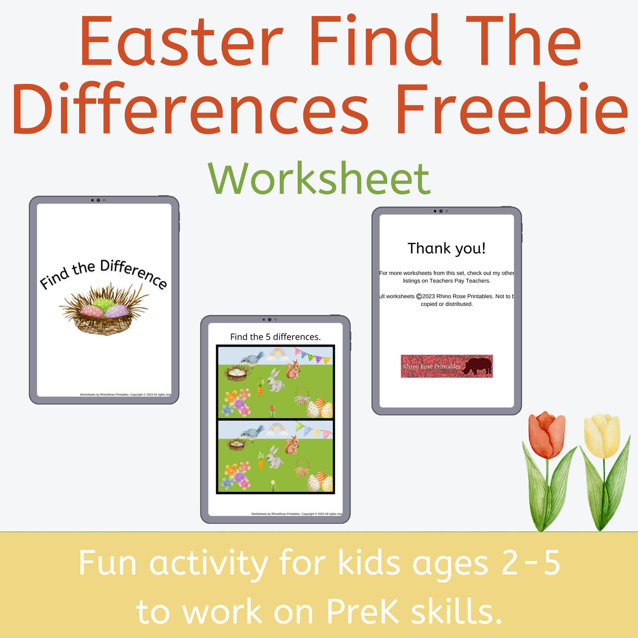 Easter Find the Difference PreK Worksheet No Prep