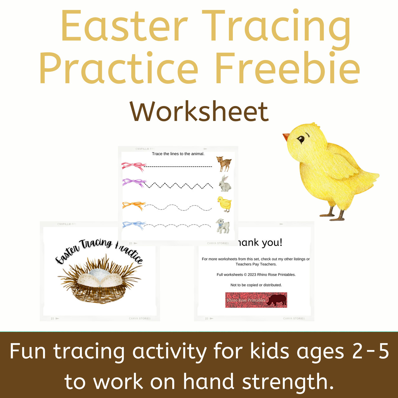 Easter Tracing Practice PreK Worksheet No Prep Freebie