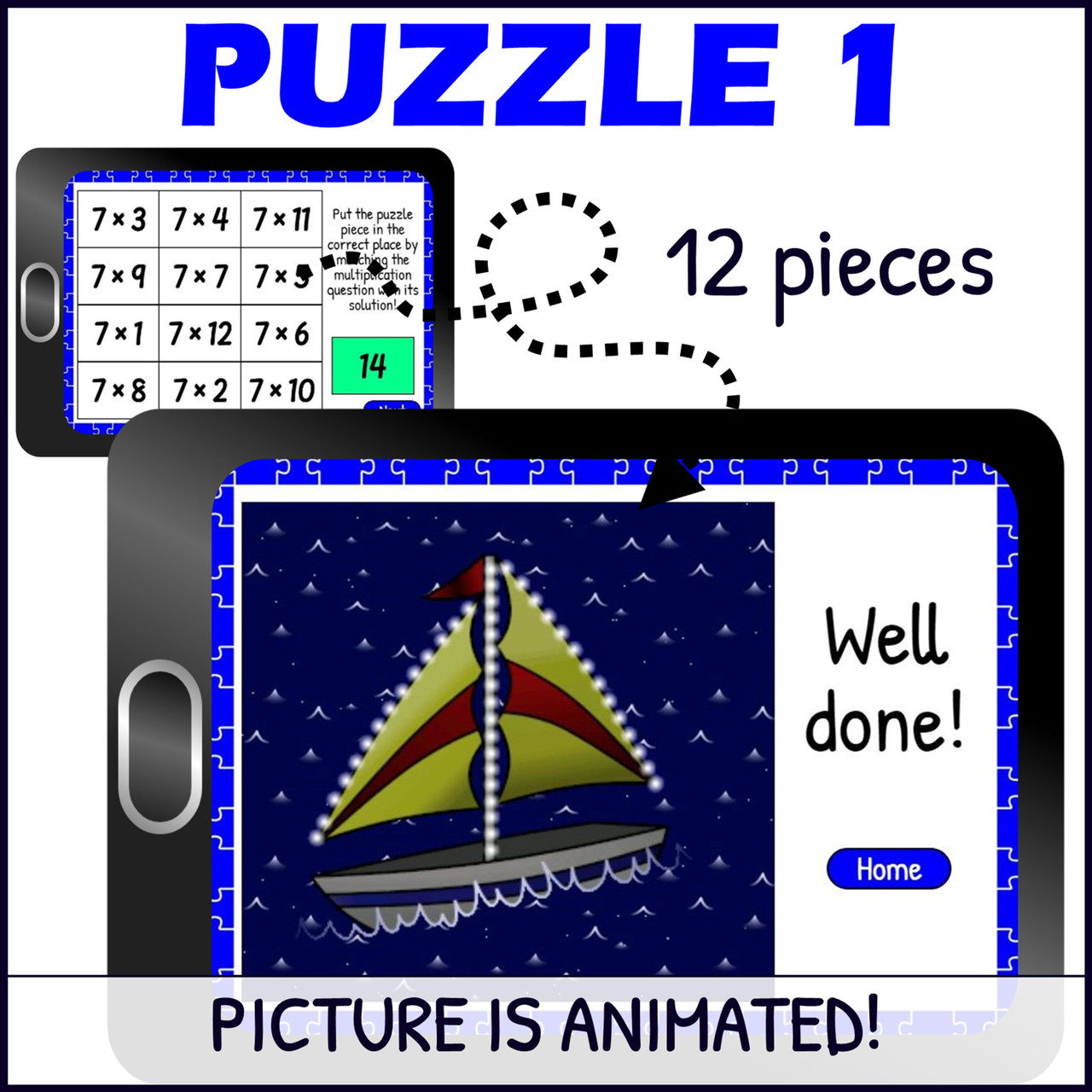 Multiplication Facts for 7 Times Table Practice - Mystery Pictures ...