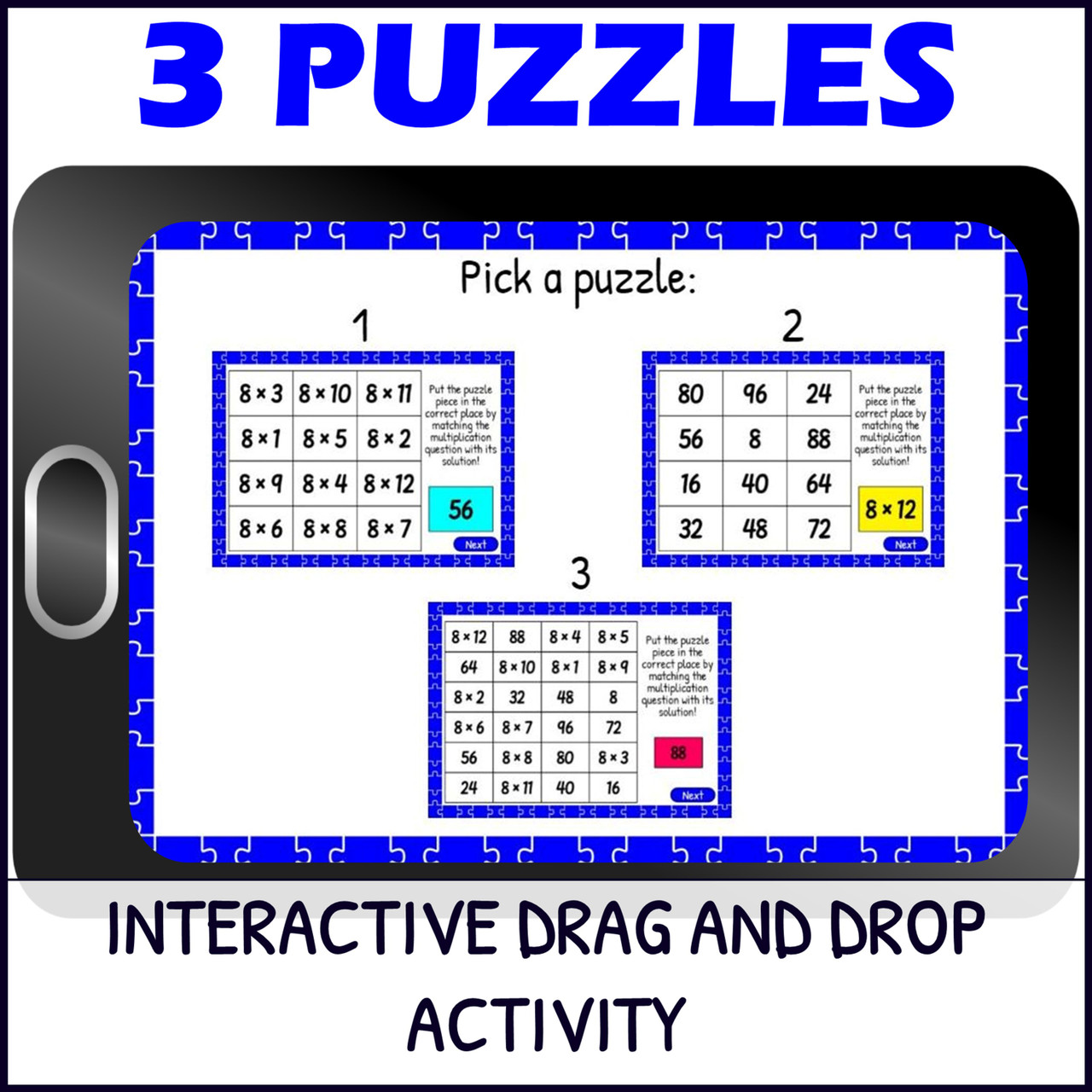 Multiplication Facts for 8 Times Table Practice - Mystery Pictures ...