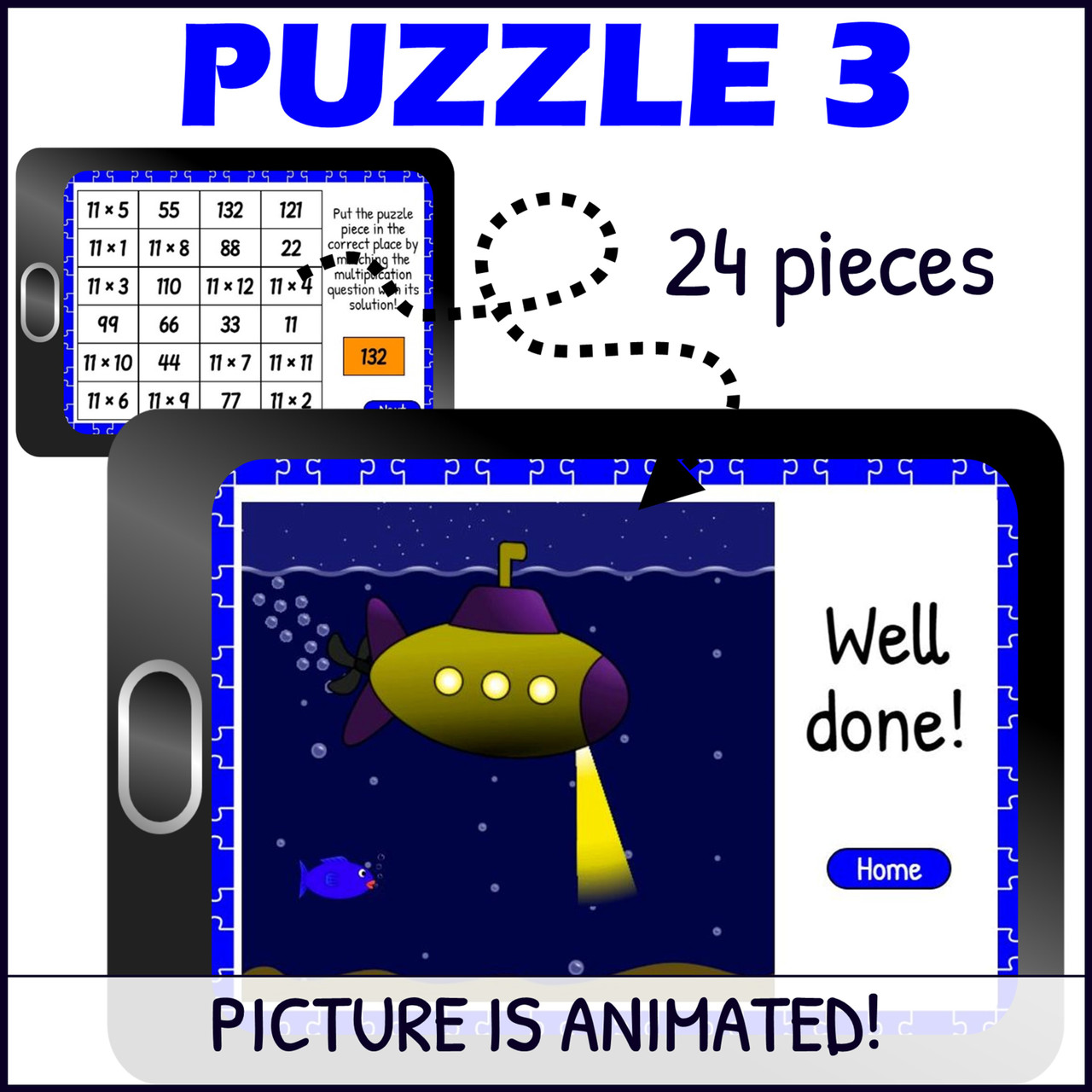 Multiplication Facts for 11 Times Table Practice - Mystery Pictures ...
