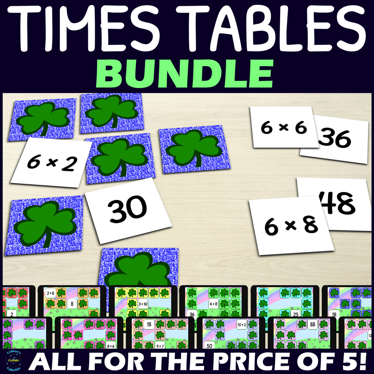 St Patricks Day Multiplication Facts for 1-12 Times Tables Activities ...
