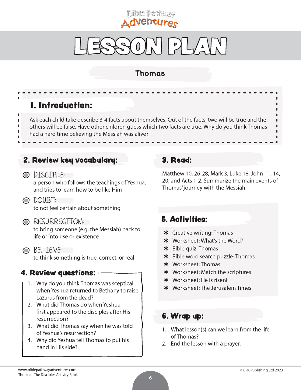 Thomas: The Disciple Activity Book - Amped Up Learning