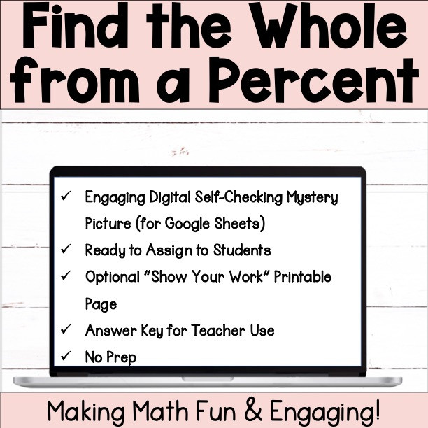 Find the Whole from a Percent - Percent Proportions Self-Checking ...