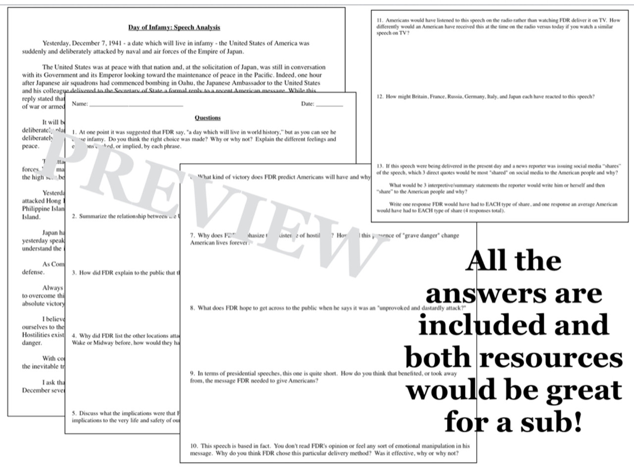 World War 2 Primary Source Analysis Bundle