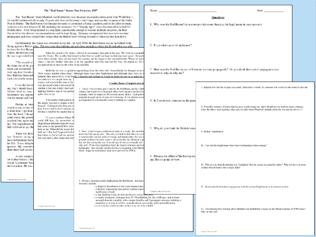 World War 1 Bundle World History Version