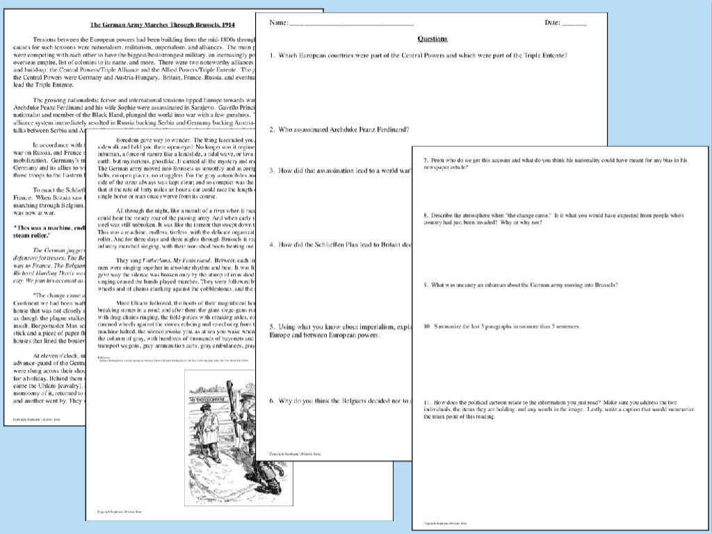 World War 1 Bundle World History Version