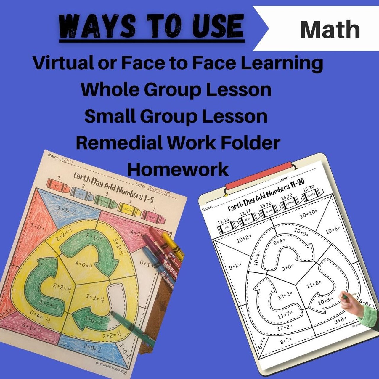 Spring Earth Day Color By Number Math Worksheets