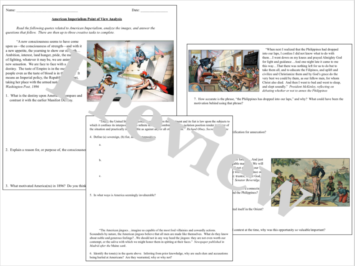 US Imperialism Quote and Image Analysis