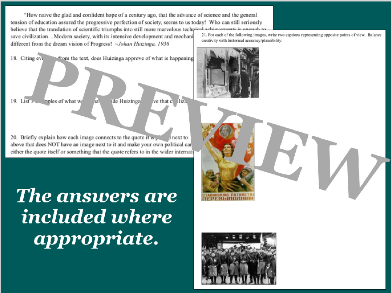 Europe Between the Wars Quote and Image Analysis