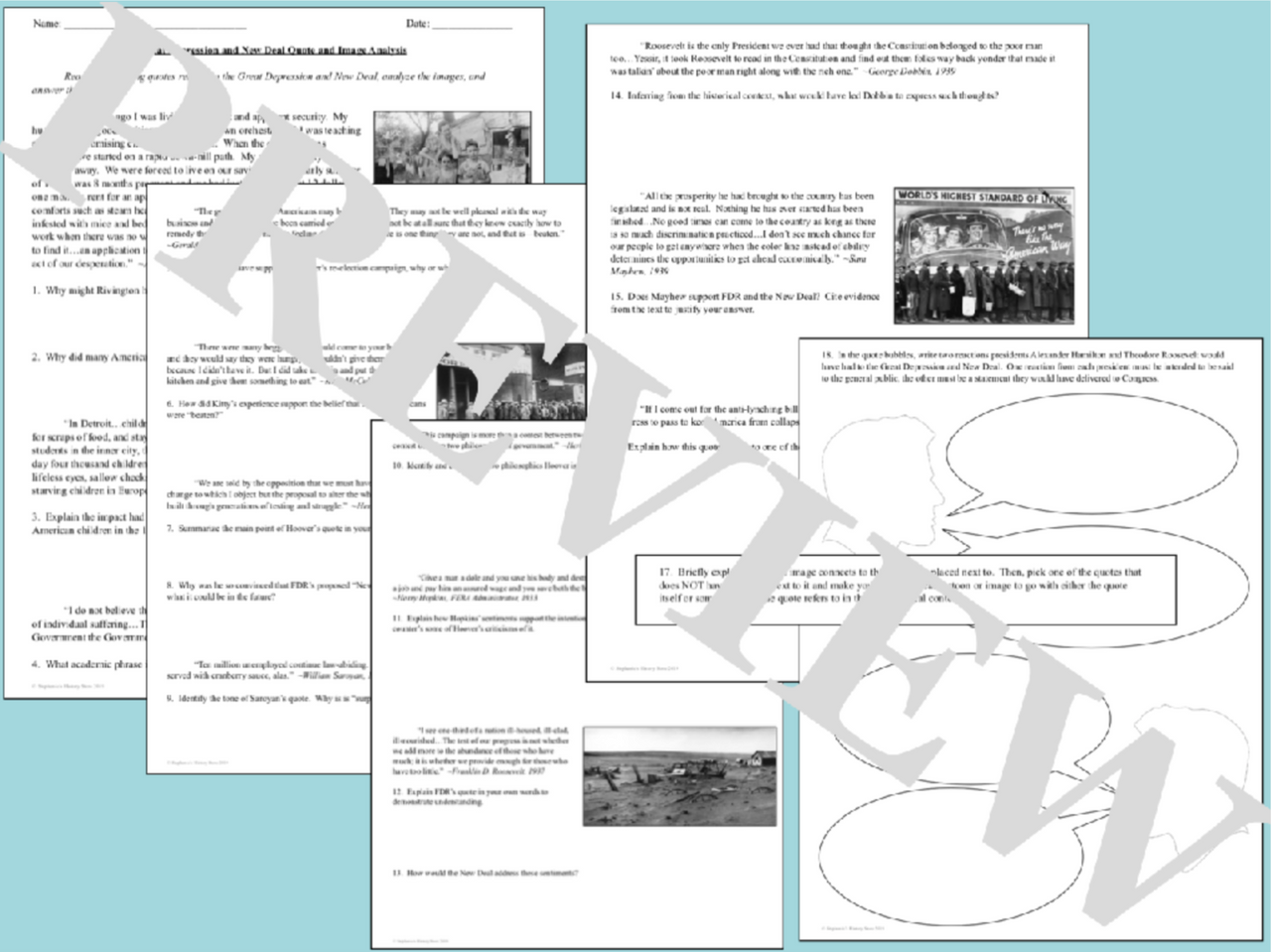 The Great Depression and New Deal Quote and Image Analysis