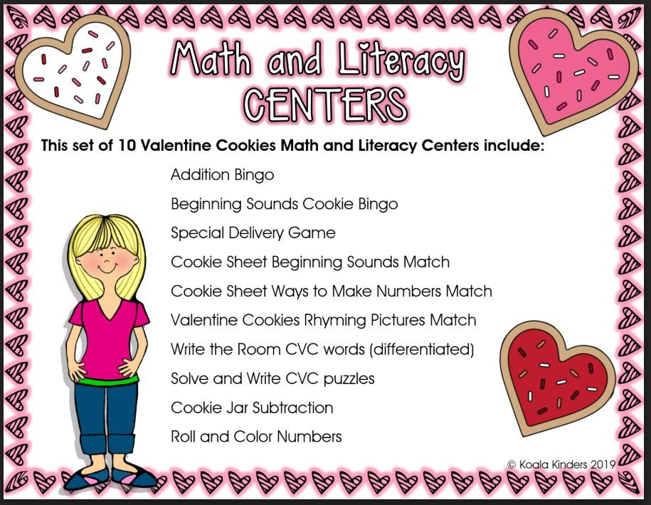 Valentine Cookies Math and ELA Centers - Amped Up Learning